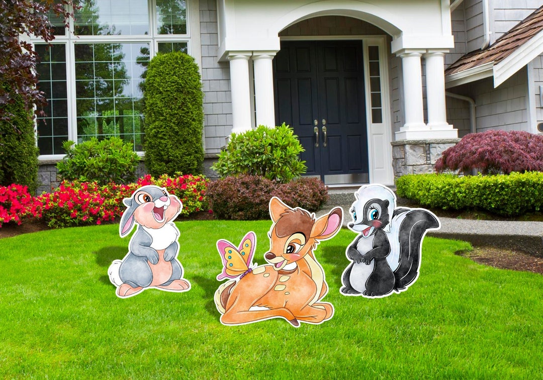 Bambi Party Decor Cutouts, Bambi and Thumper Water Color, Outdoor Decor ...