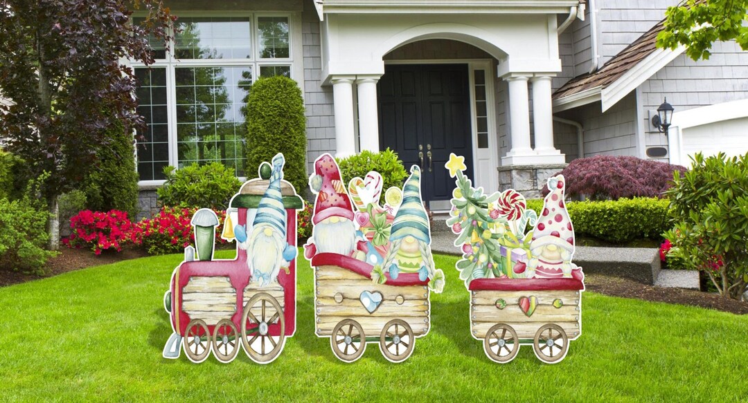 Gnomes Christmas Train, Cut Outs, Outdoor Decoration, Yard Art, Yard ...