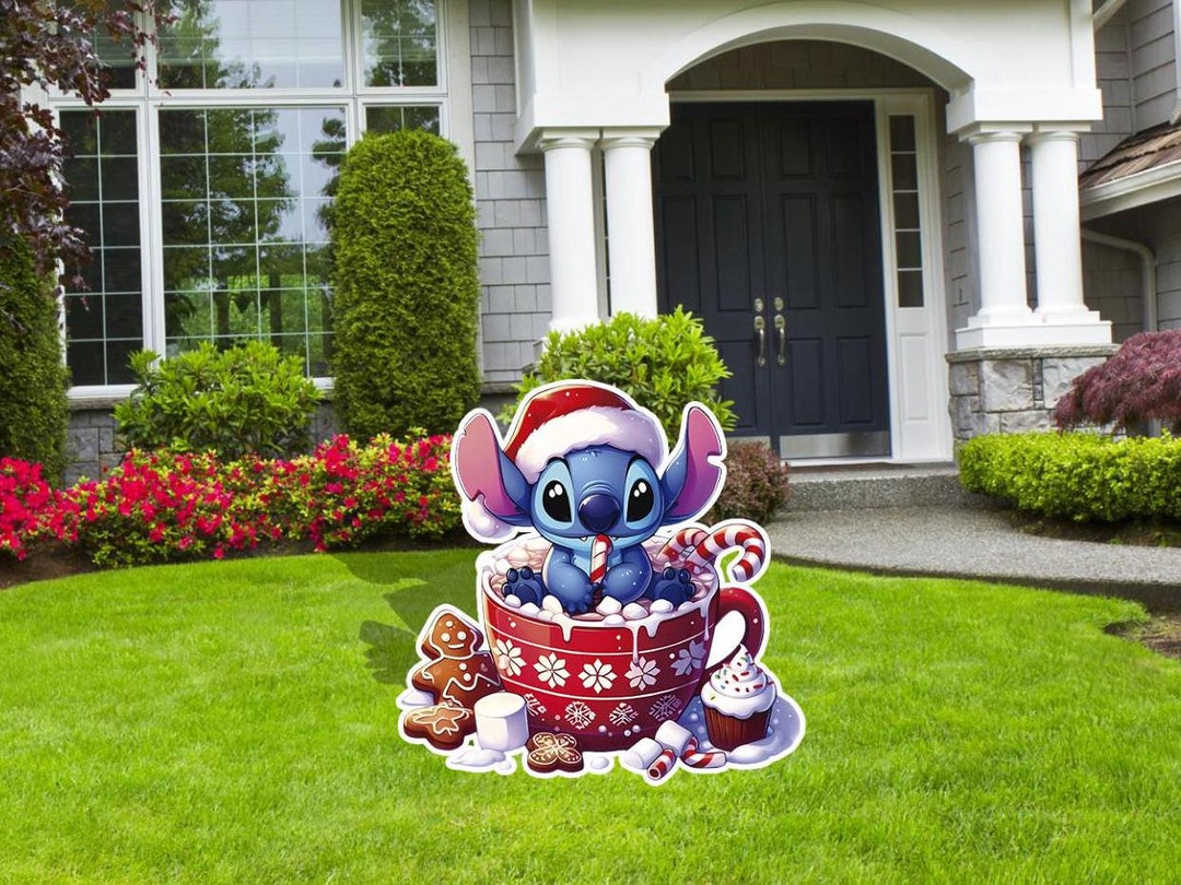 Stitch Christmas Chocolate Cup Yard Signs and Cutouts, Stitch Christmas ...