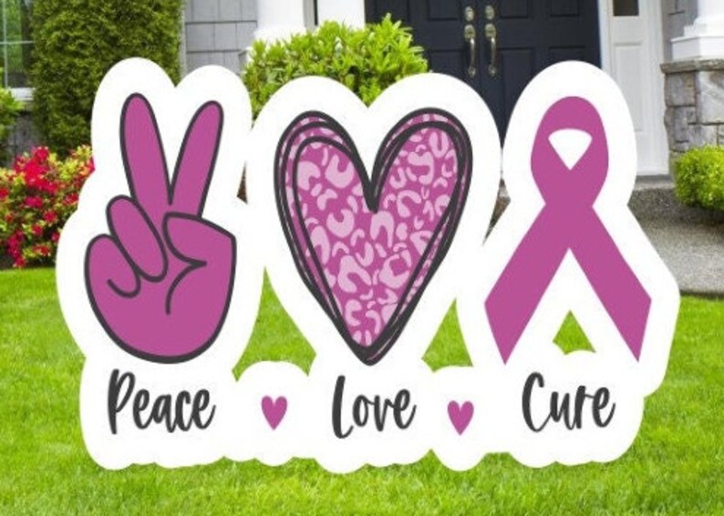 Breast Cancer Peace Love Care Sign Cut Outs Outdoor Decoration - Etsy