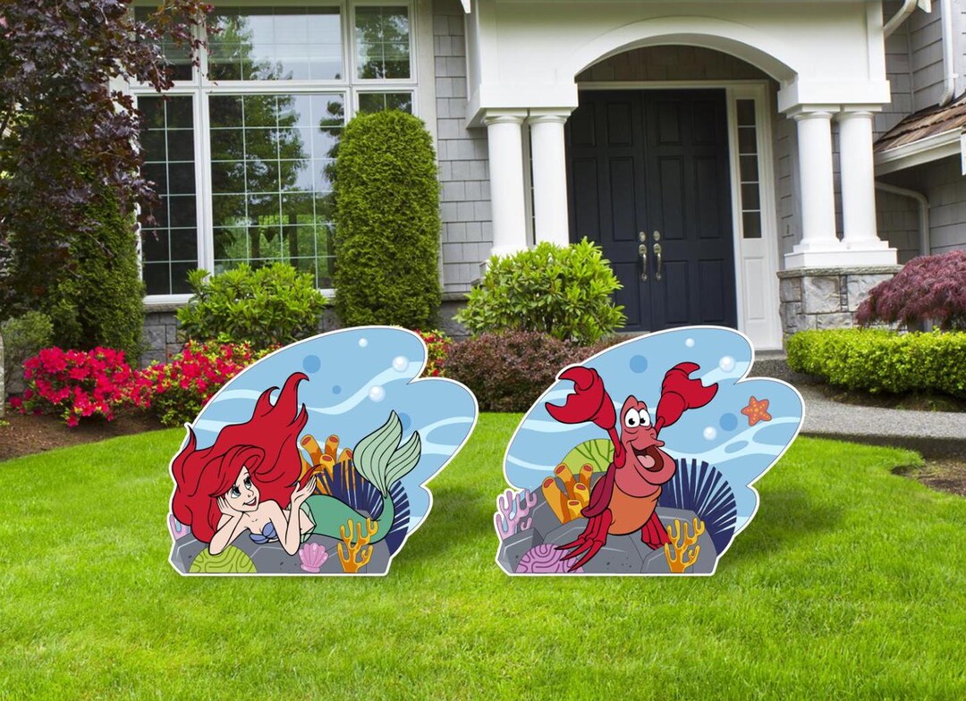 Little Mermaid Cutouts and Yard Signs, Birthday Party Decor, Outdoor ...