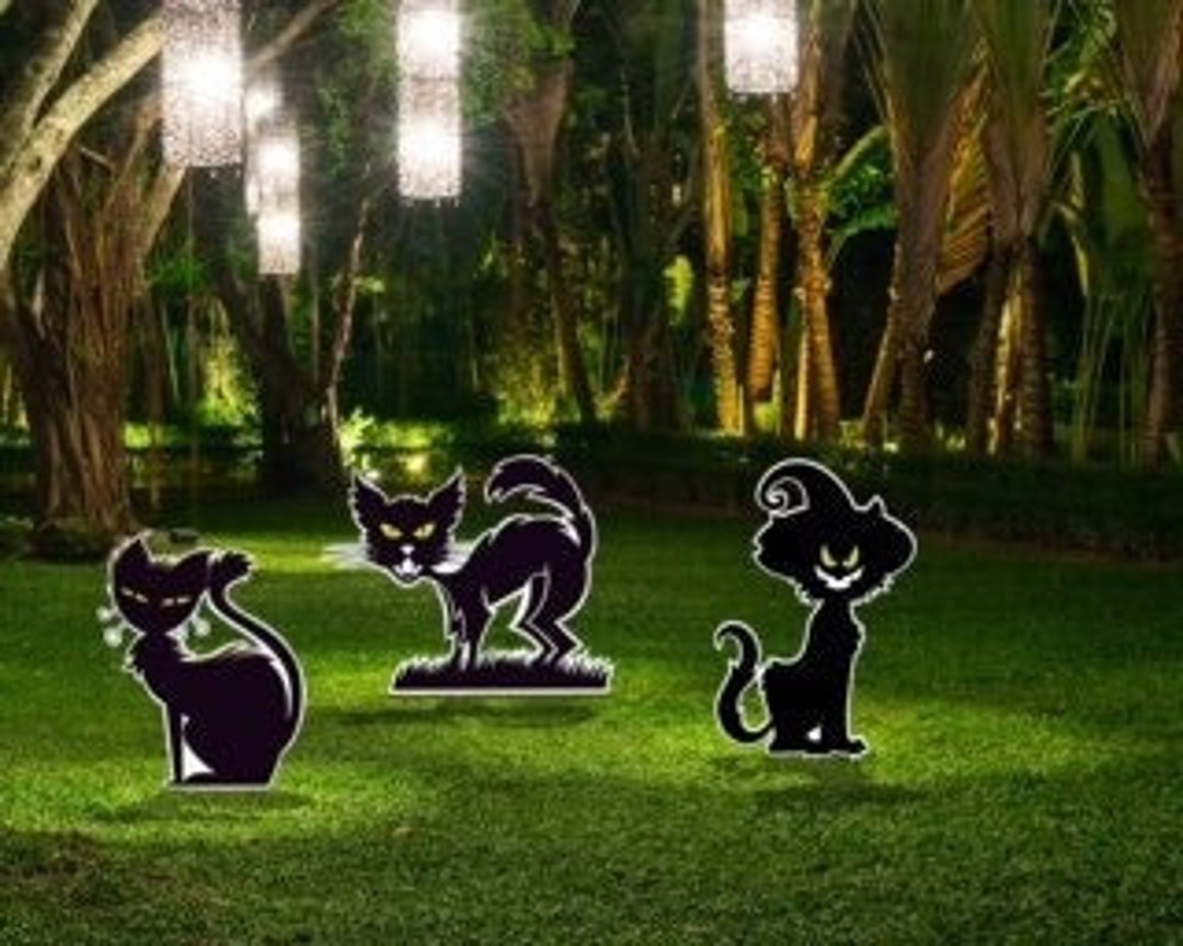 Halloween Spooky Cats Cutouts, Halloween Spooky Cats Decorations, Yard ...