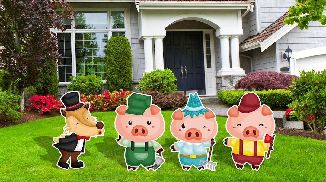 Three Little Pigs Party Decor, the Bad Wolf, Cartoon Cutouts, Outdoor ...