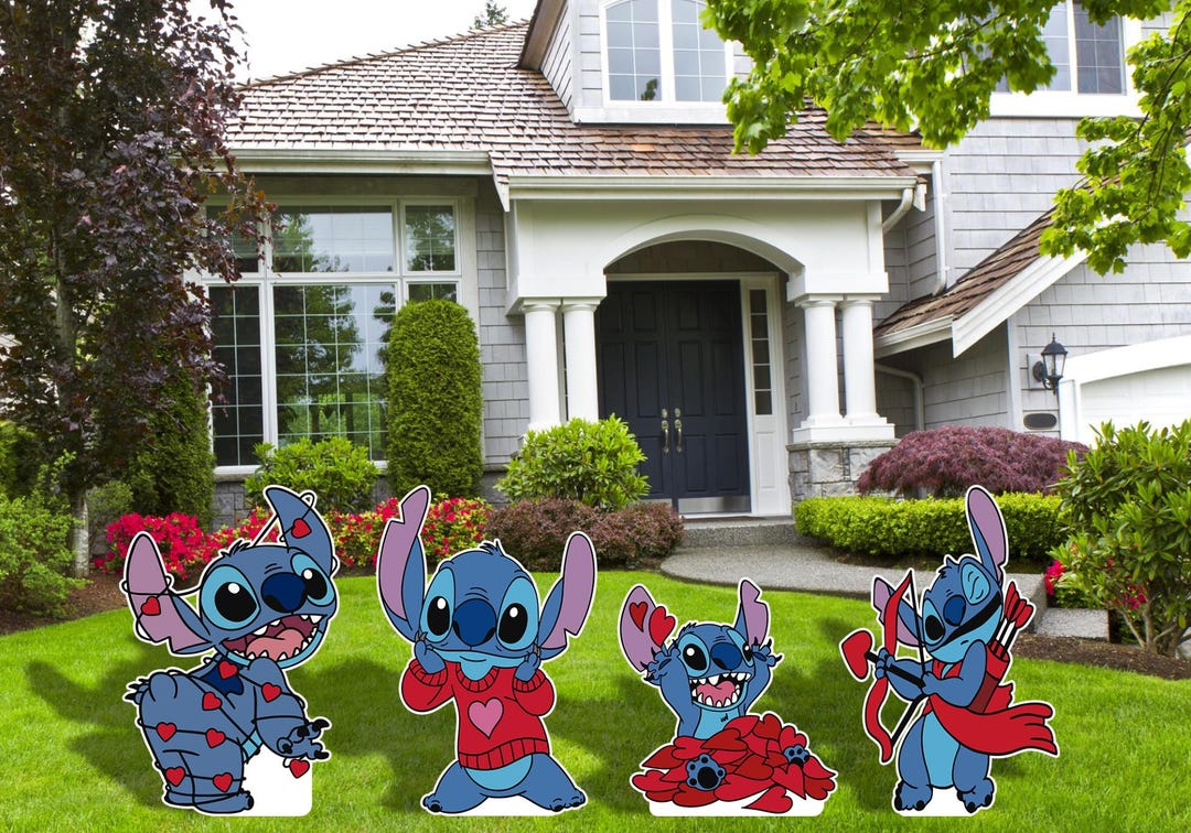 Stitch Valentines Day Cutouts and Yard Signs, Valentines Day Decor ...