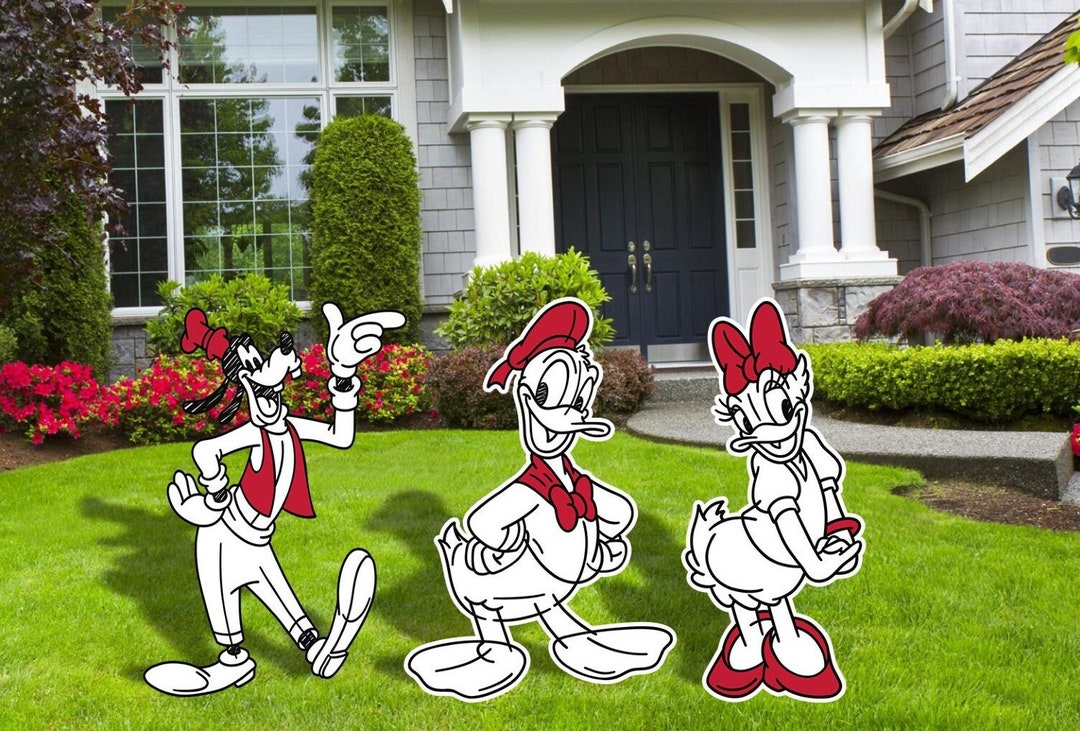 Donald Red Party Decor, Daisy Cutouts, Goofy Party Decor Red Cutouts ...