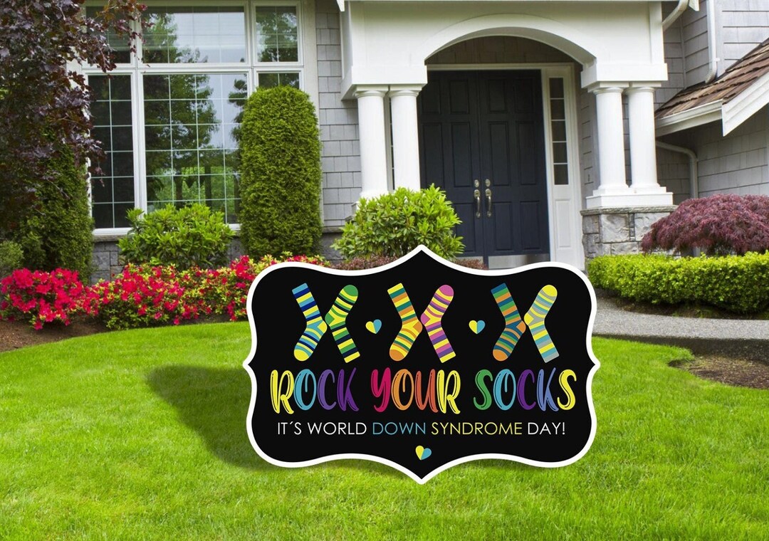 Down Syndrome Awareness Month, Rock Your Socks, T21, March 21, Yard Art ...