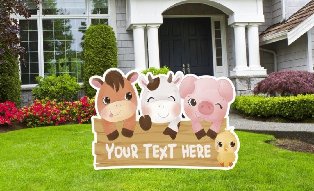 Farm Animals Party Decor, Personalized Welcome Sign, Outdoor Decoration ...