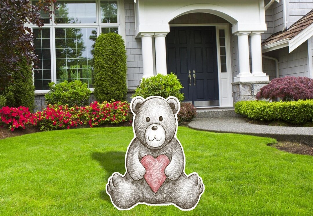Valentines Bear, Pencil Draw Teddy Bear, Yard Art, Cut Outs, Outdoor ...