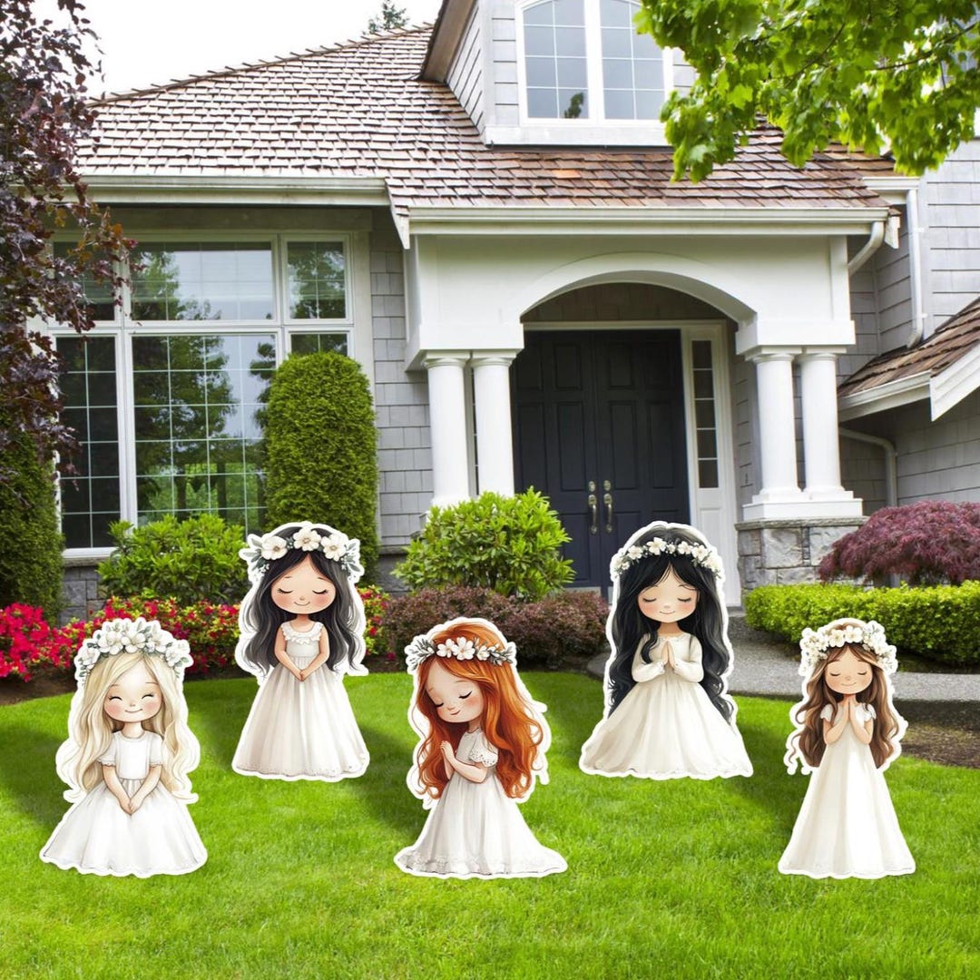 My First Communion Cutouts and Yard Signs, Girls Holy Communion ...