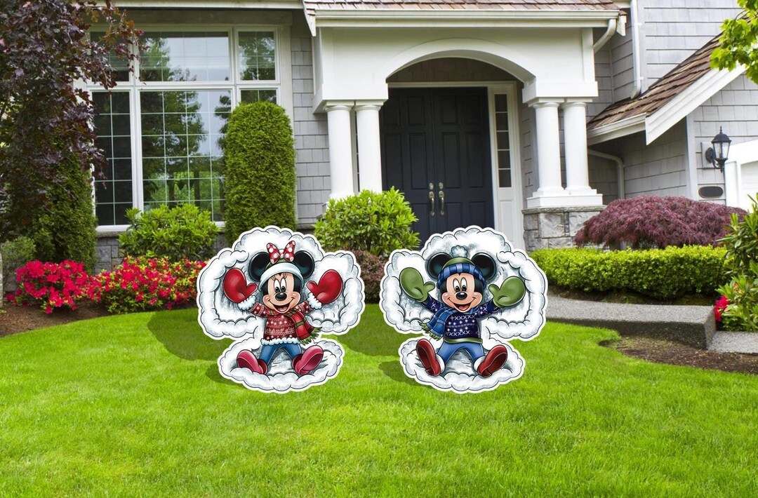 Christmas Mickey and Minnie Snow Angels Cutouts, Mickey and Minnie ...