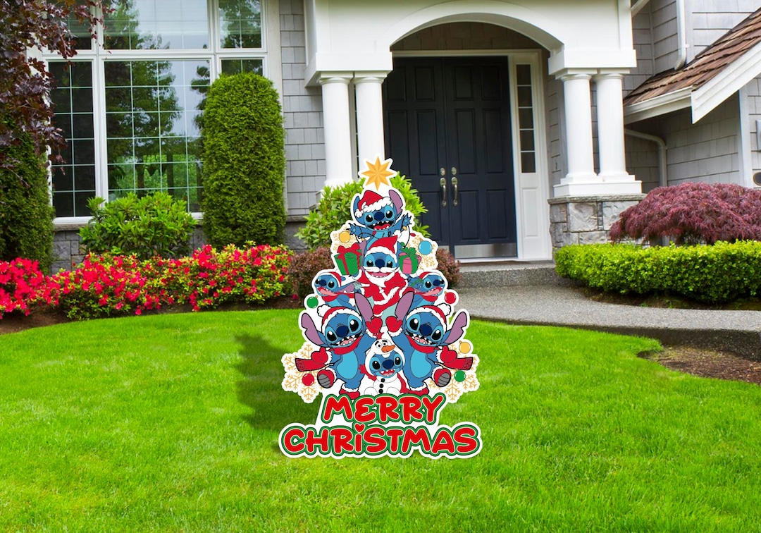 Stitch Christmas Tree Cutout, Stitch Cutouts, Outdoor Decoration Signs ...