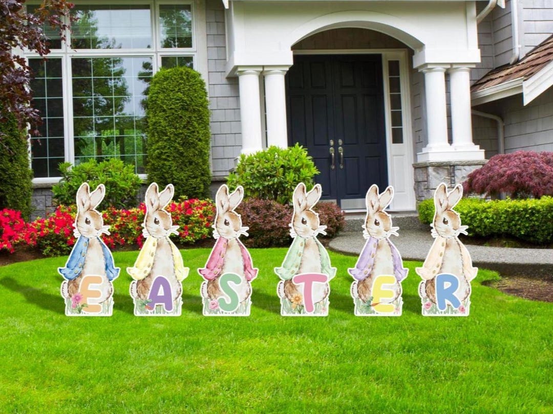 Easter Peter Rabbit Cutouts, Easter Garden Decor, Easter Peter Rabbit ...