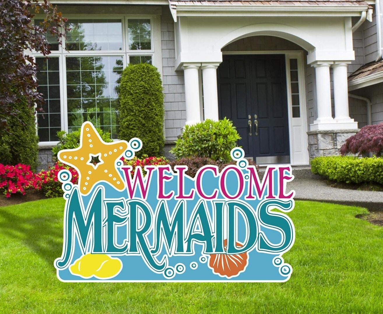 Little Mermaid Welcome Sign, Welcome Mermaids Cutouts, Yard Sign ...