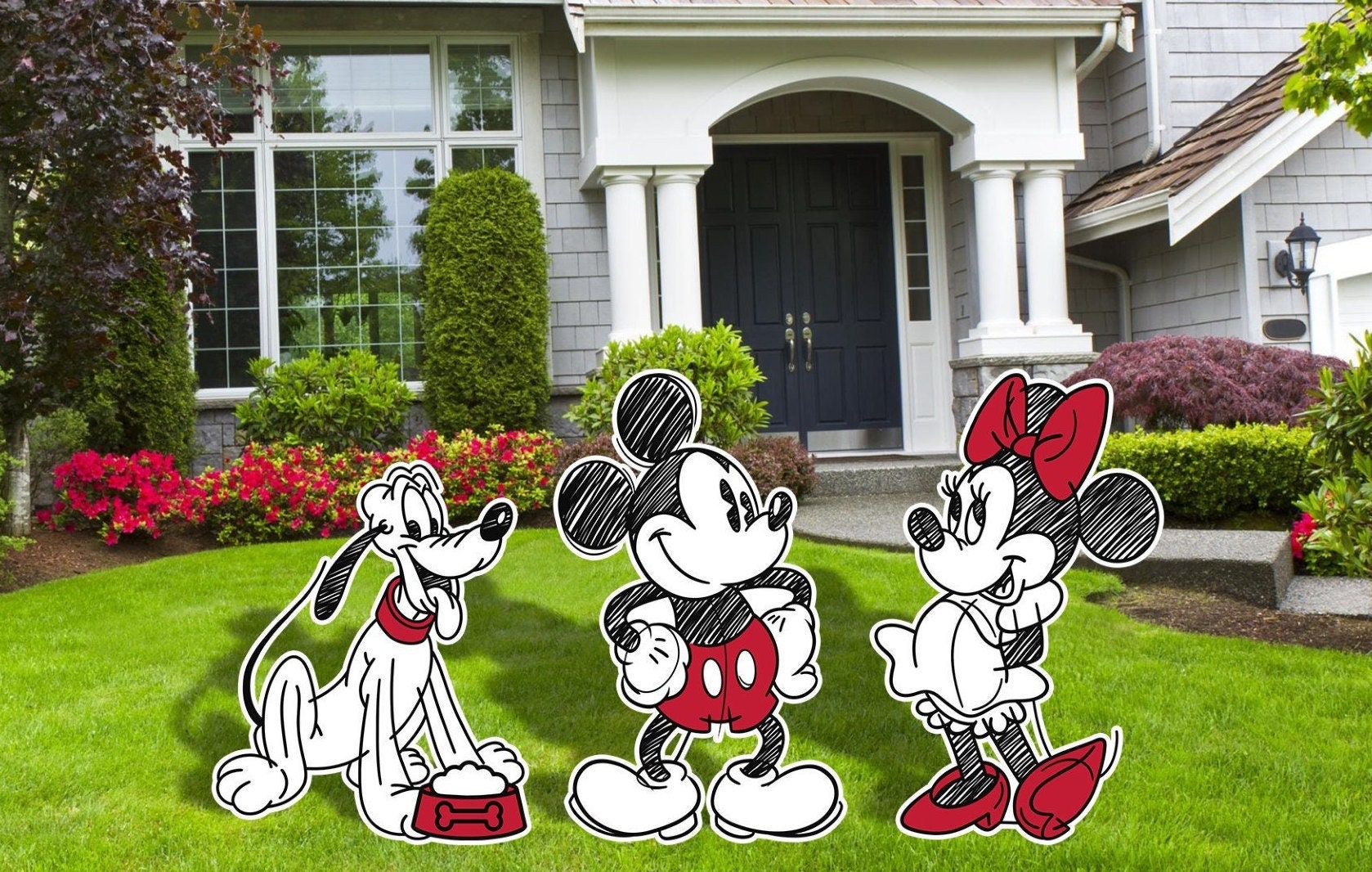 Mickey and Friends Vintage Red Cutouts, Birthday Party Decor, Garden ...