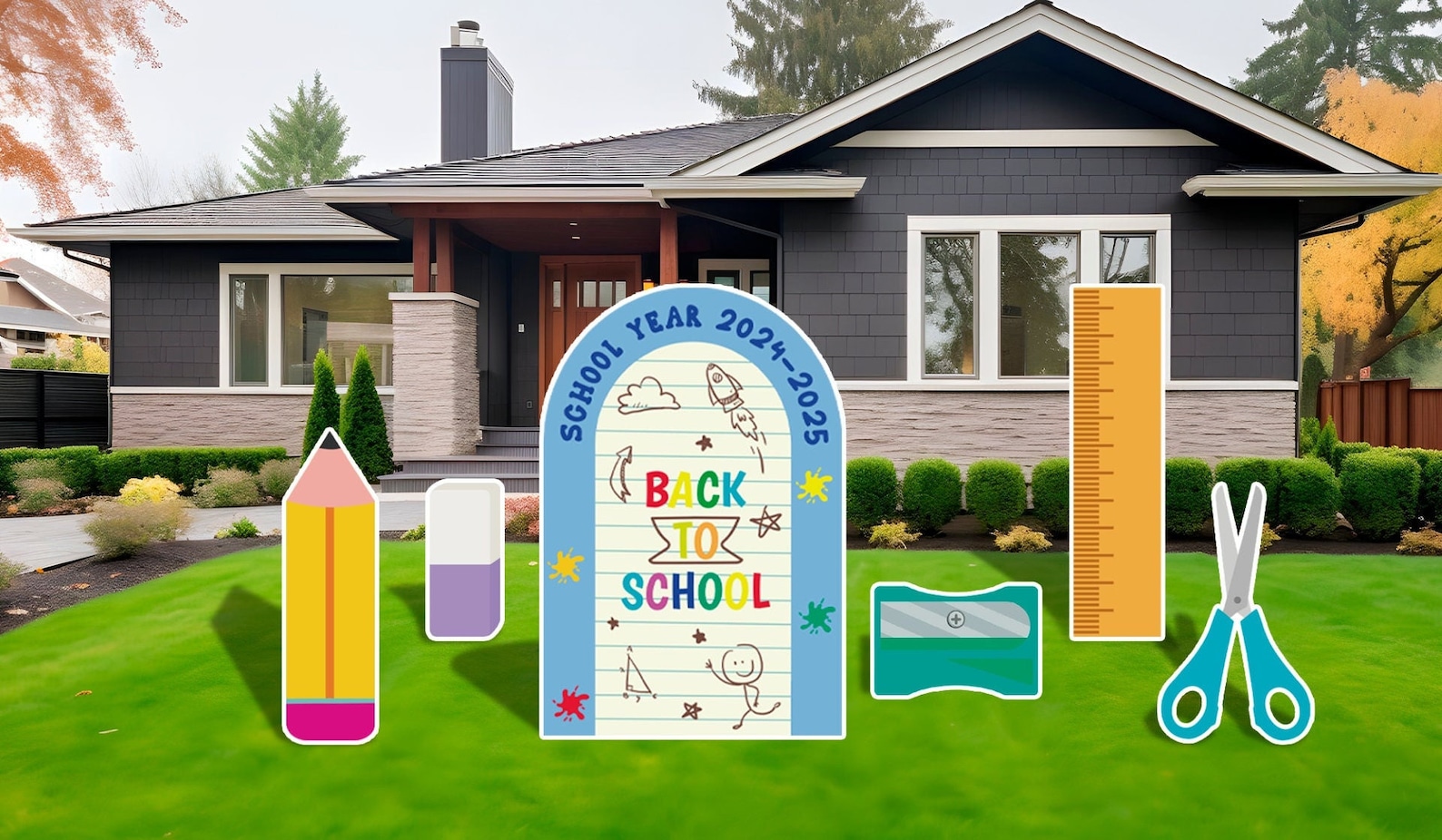 Back to School Decor, School Supplies Cutouts, Outdoor Decor, Yard Sign ...