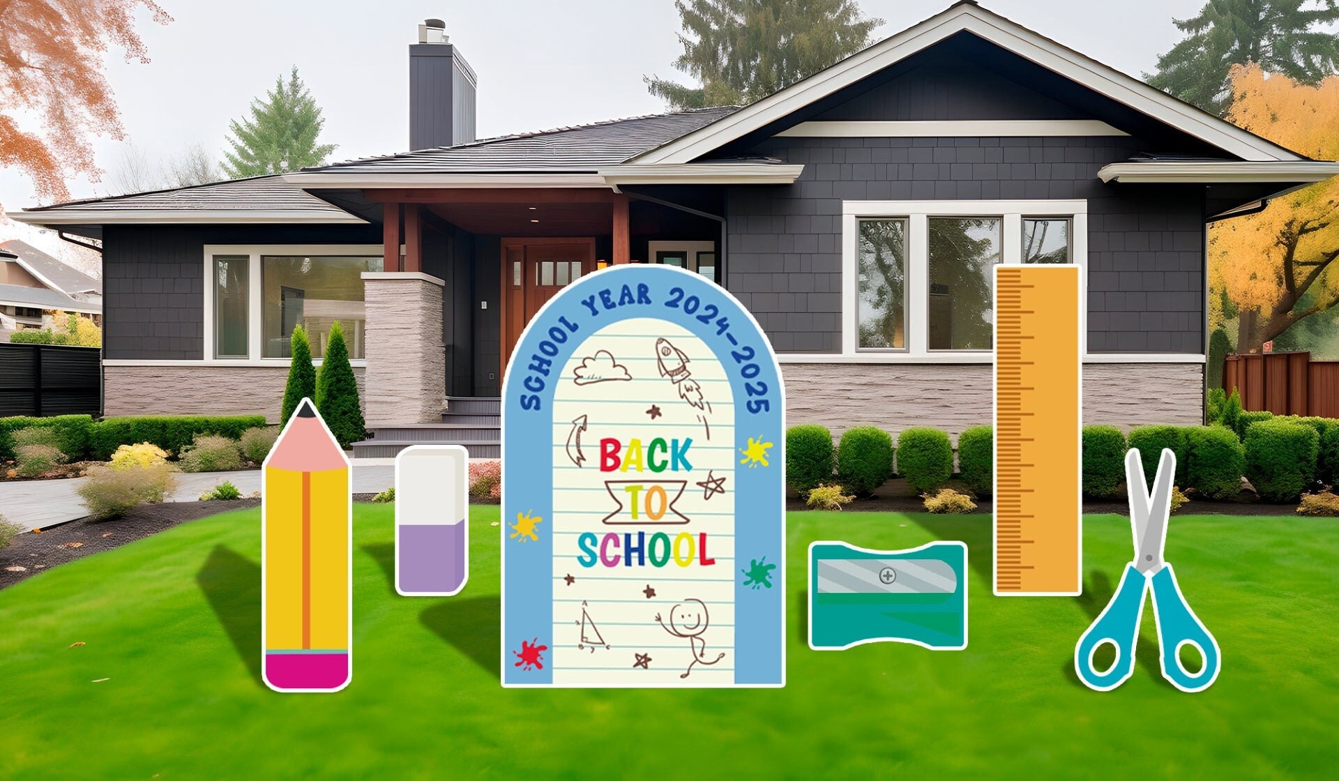 Back to School Decor, School Supplies Cutouts, Outdoor Decor, Yard Sign ...