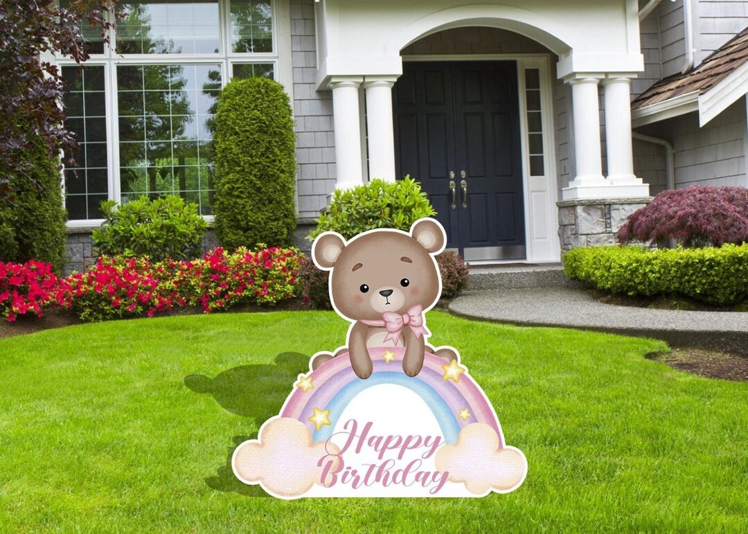 Happy Birthday Personalized Signs, Cute Teddy Bear Birthday Party, Yard ...
