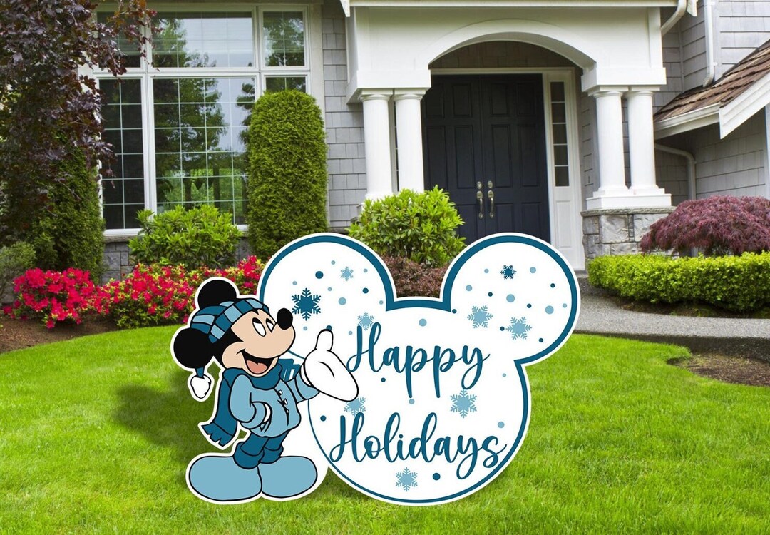 Mickey Winter Decor, Personalized Mickey Sign, Happy Holidays, Mickey ...