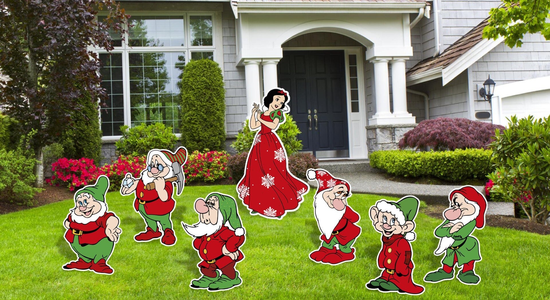 Snow White Christmas Decorations, Seven Dwarfs Cut Outs, Outdoor ...