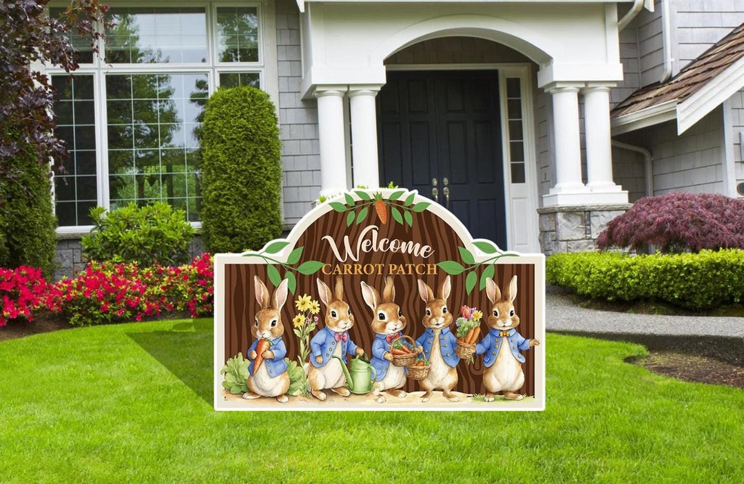 Peter Rabbit Carrot Patch Cutouts Yard Signs, Easter Party Decor, Baby ...