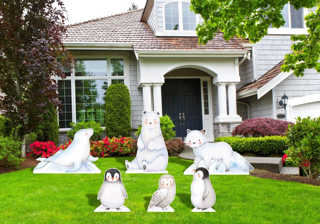 Winter Animals Decor, Artic Animals Cutouts, Outdoor Decoration Signs ...