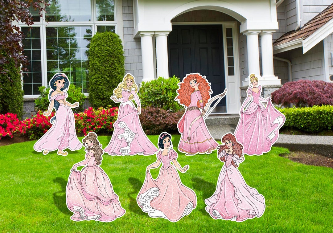 Princess Cutouts, Princess Pink Dress Water Color , Princess Birthday ...