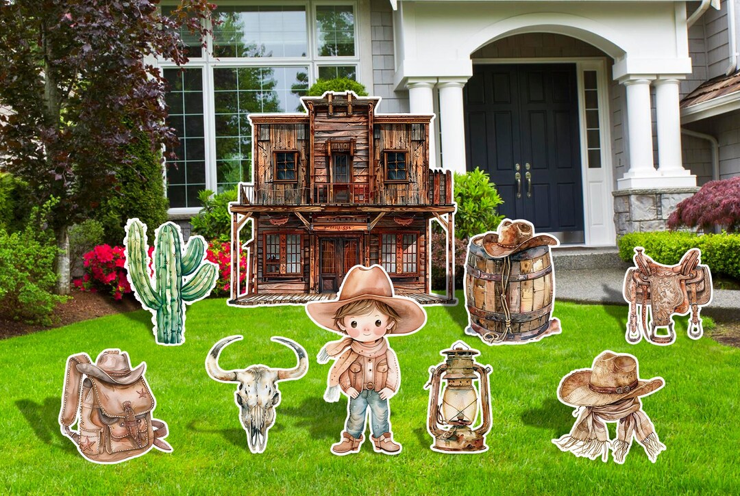 Rodeo Party Decor, Cow Boy Cutouts, Outdoor Decor Signs, Rodeo Party ...