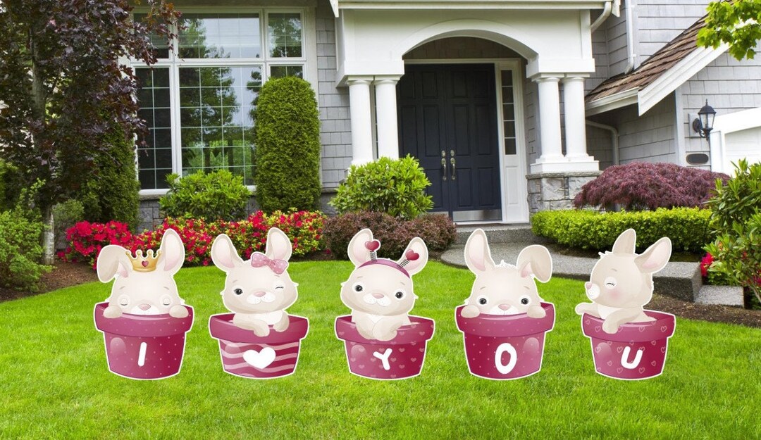 Valentines Day Decor, Cute Bunnies Cutouts, I Love You Signs ...