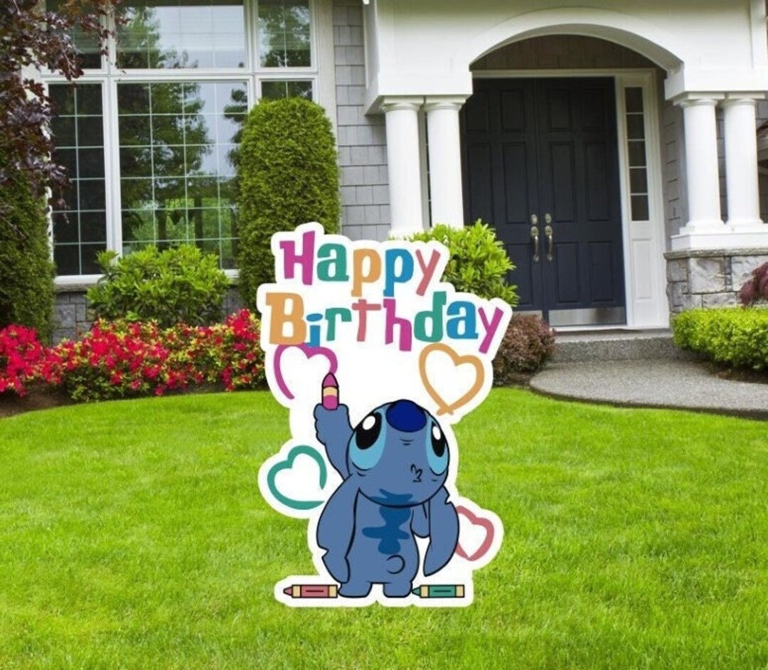 Personalized Stitch Happy Birthday Decoration, Cut Out, Happy Birthday ...