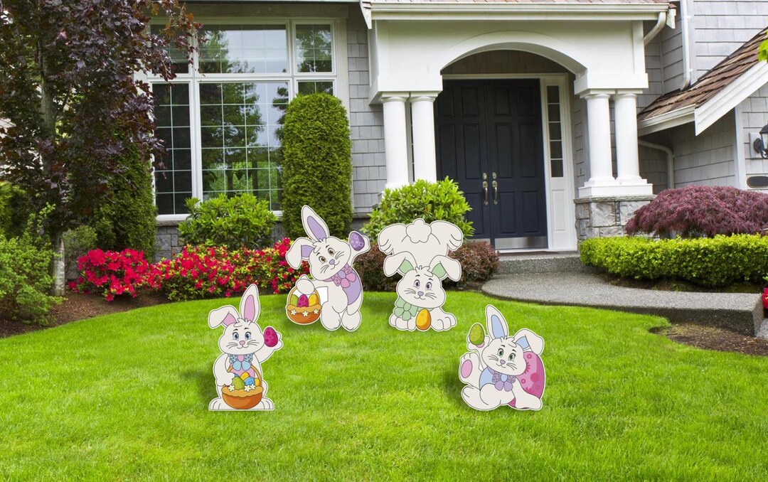 White Easter Bunny, Easter Decor, Garden Decor, Cut Outs, Egg Hunt ...