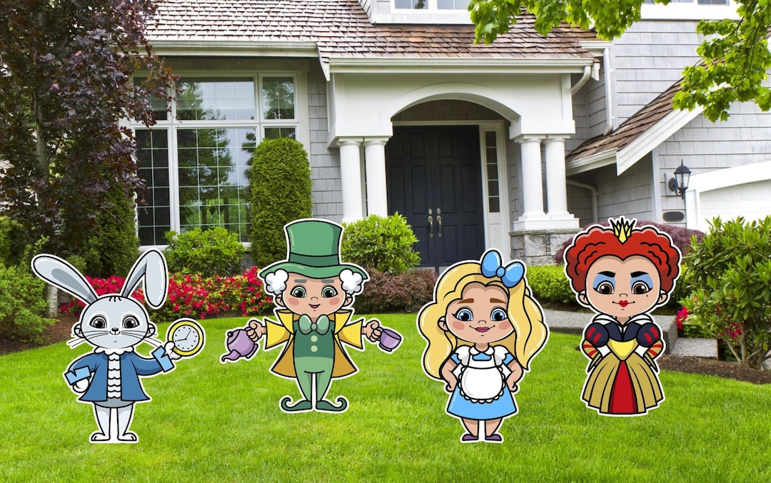 Alice in Wonderland Decor, Cartoon, Cut Outs, Outdoor Decor, Happy ...