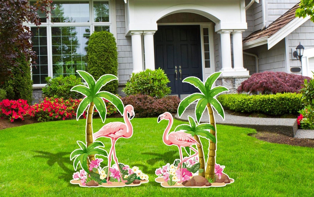 Flamingos Party Decor, Flamingos Cutouts, Outdoor Decoration Signs ...