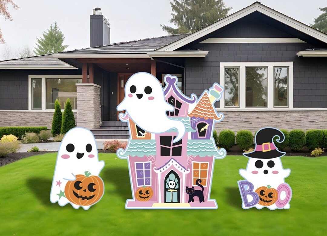 Ghost House Yard Signs and Cutouts, Ghost Halloween Decor, Ghost ...