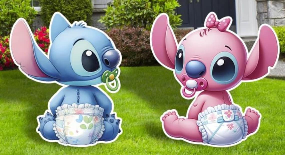 Stitch Baby Cutouts, Baby Stitch and Angel Cutouts, Party Décor, Baby ...