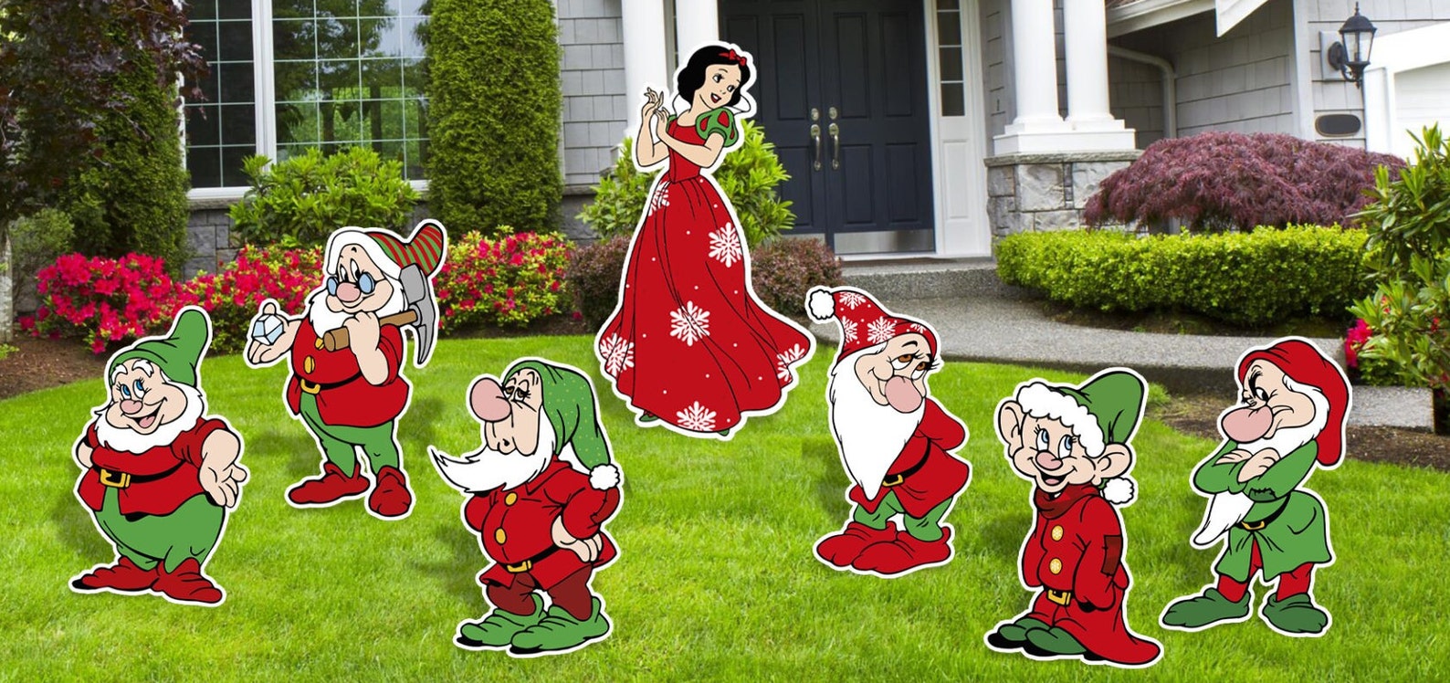 Snow White Christmas Decorations, Seven Dwarfs Cut Outs, Outdoor ...