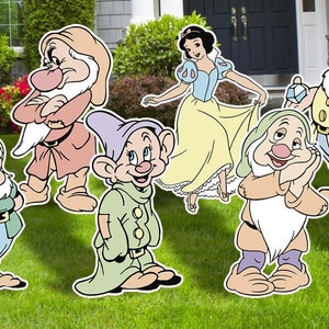 Snow White Pastel, Party Decor, Snow White Cutouts, 7 Dwarfs Cutouts ...