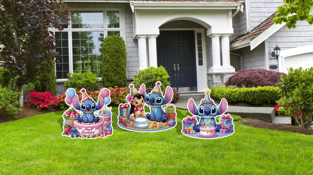 Stitch Happy Birthday Decoration, Stitch Birthday Party Cutouts, Happy ...