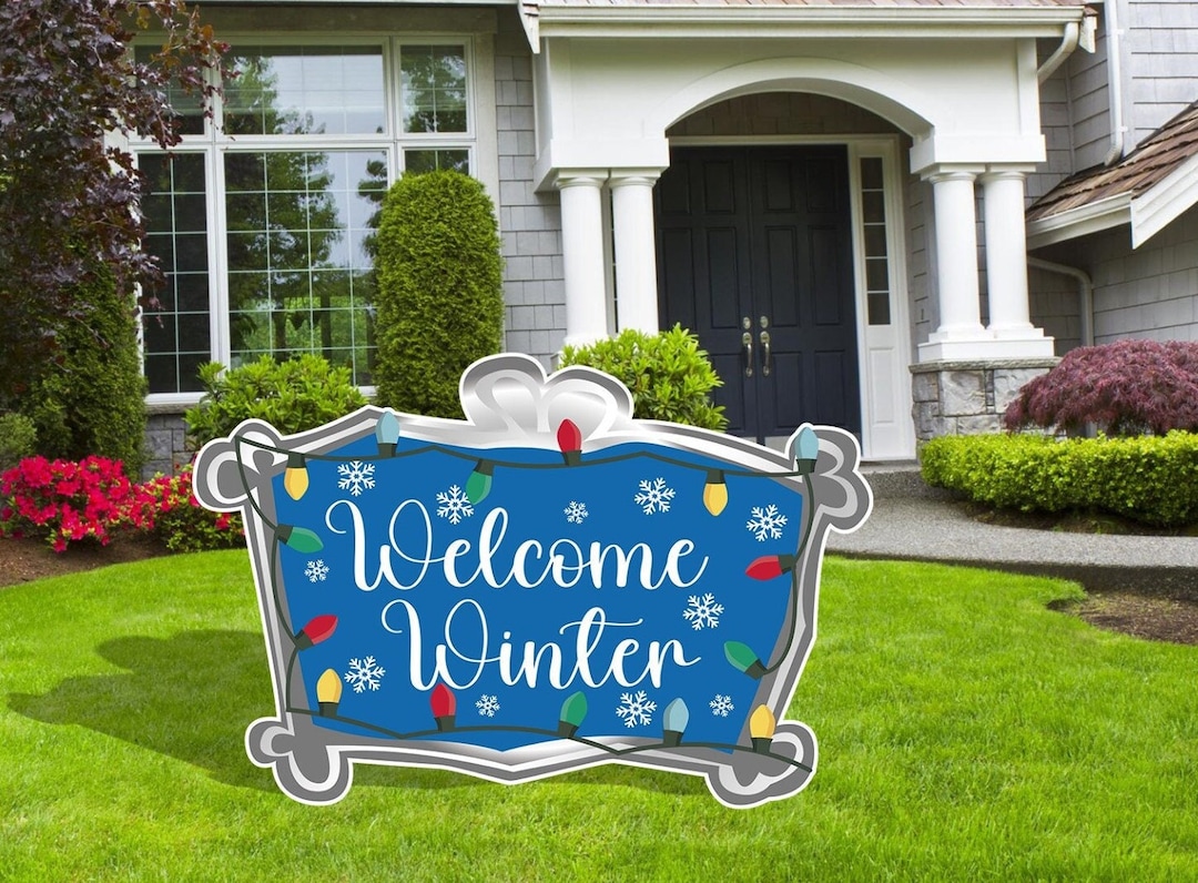Welcome Winter Sign, Christmas, Cut Outs, Outdoor Sign, Yard Art, Yard ...