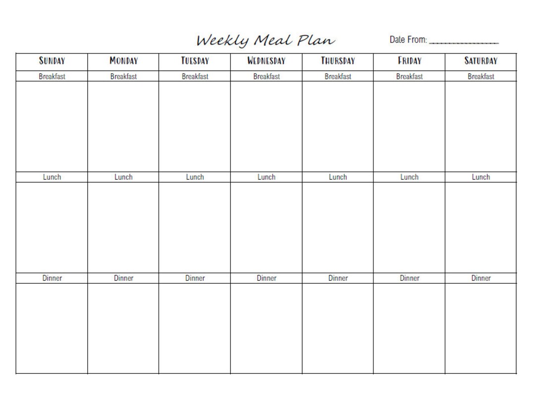 Weekly Meal Plan Printable - Etsy