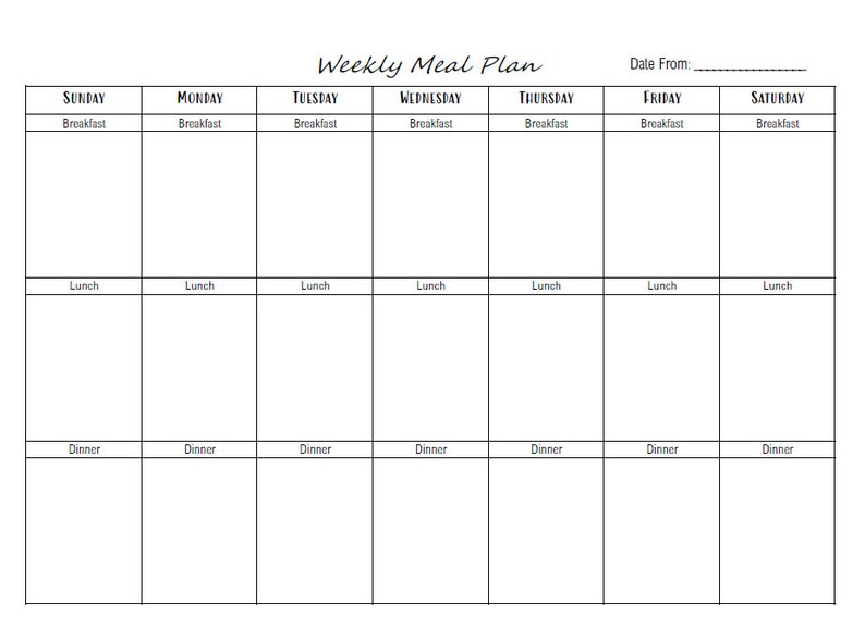 Weekly Meal Plan Printable - Etsy