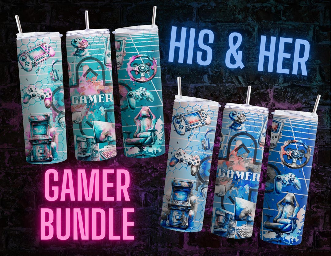 2 Gamer 20oz Sublimation Digital Download Bundle Tumbler Wrap Designs ...