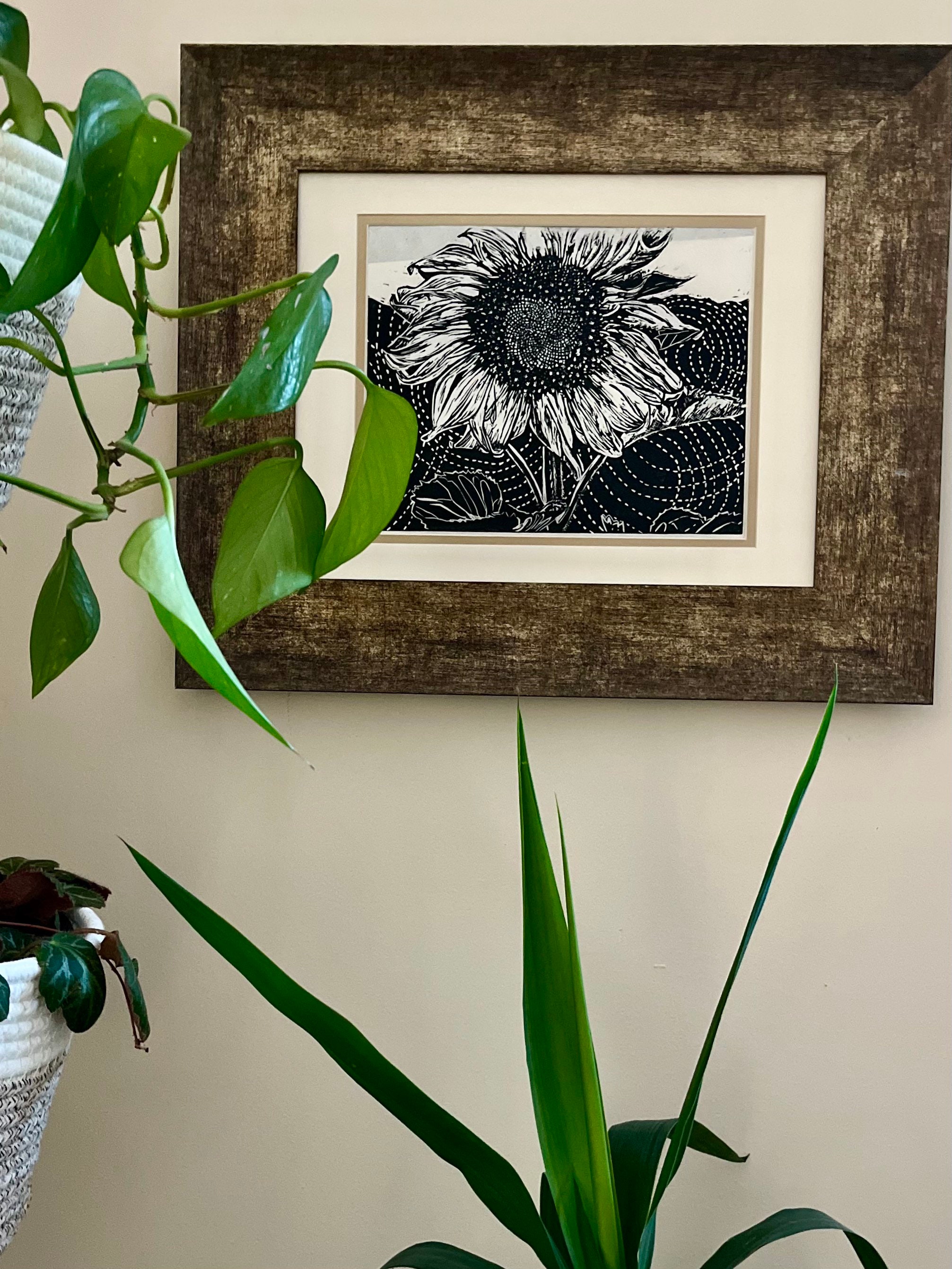 Flower Power Hand-carved Hand-printed Original 12x9 Linocut | Etsy