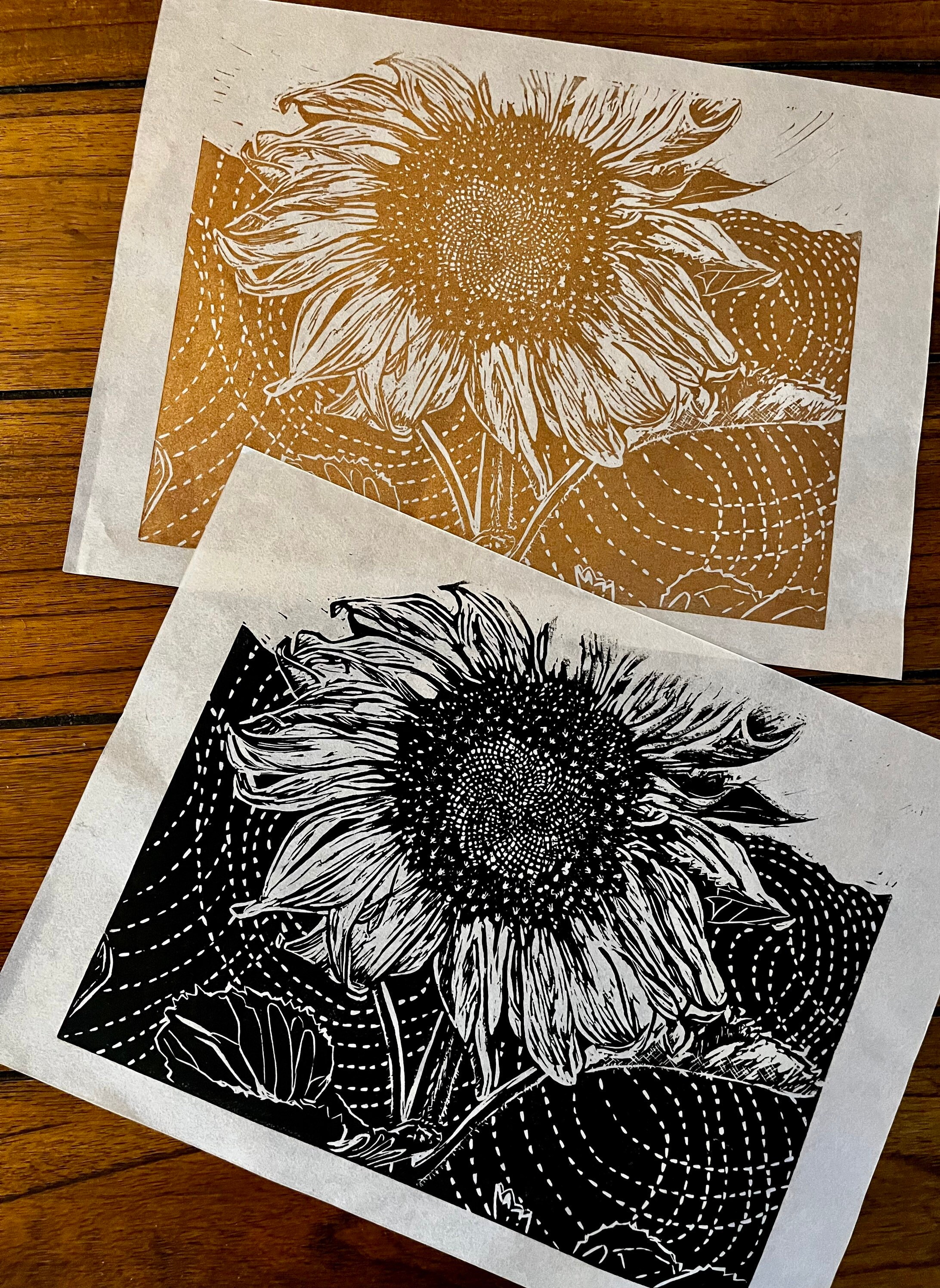 Flower Power Hand-carved Hand-printed Original 12x9 Linocut | Etsy