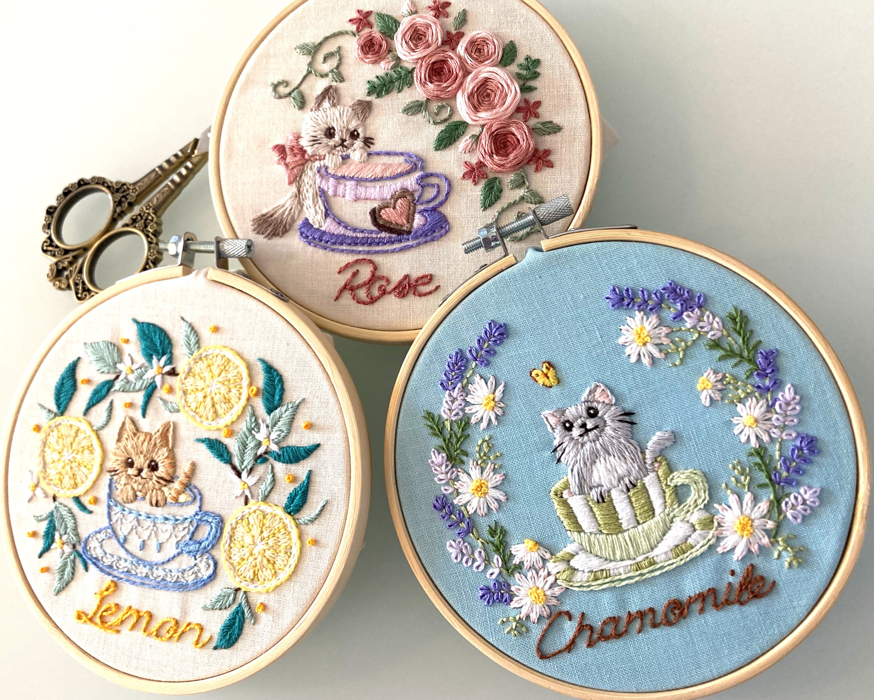 DIY Embroidery Kit/ Tea Time & Cats/ 5 Inch Hand Embroidery - Etsy