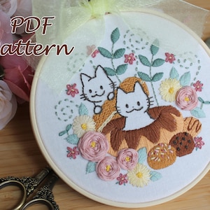 DIY Embroidery Pattern PDF [sweets&cat] Doughnuts Embroidery Design ...