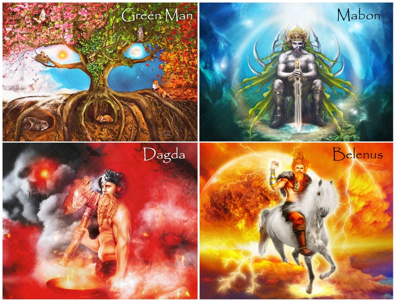 Celtic Gods & Male Deities Altar Cards Set Masculine Divine - Etsy