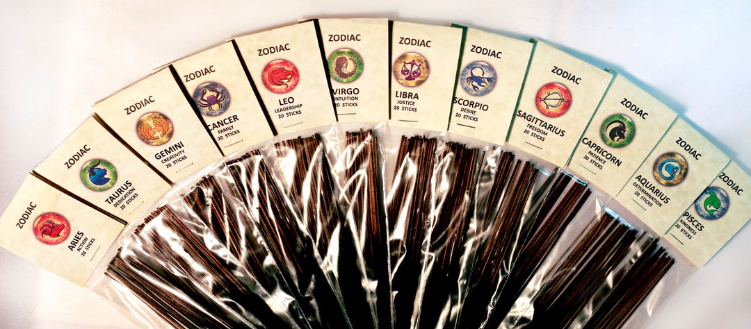 Zodiac Stick Incense Set, 12 X 20 Stick Packs. Zodiac Ritual Gift Set - Etsy