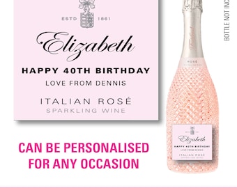 Personalised Rose Pink Prosecco Bottle Alcohol Wine Label - Etsy UK