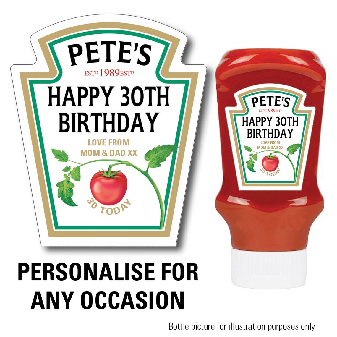 Personalised Tomato Spoof Ketchup Bottle Label Perfect - Etsy