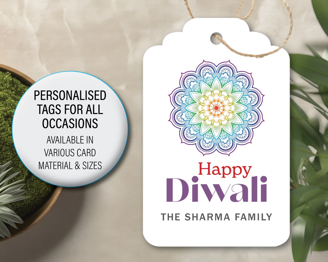 Personalised Diwali Gift Tags Kids Gift Bag Indian Festival of Lights ...